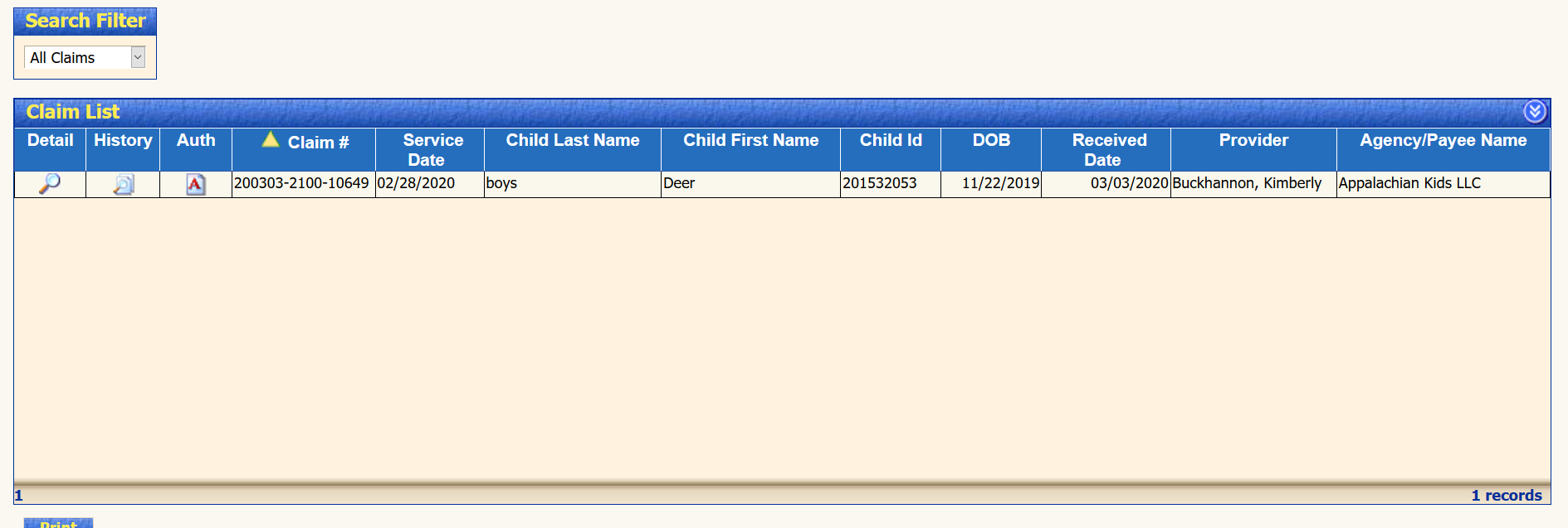 How Do I View the Details of an Authorization from the Claim History List